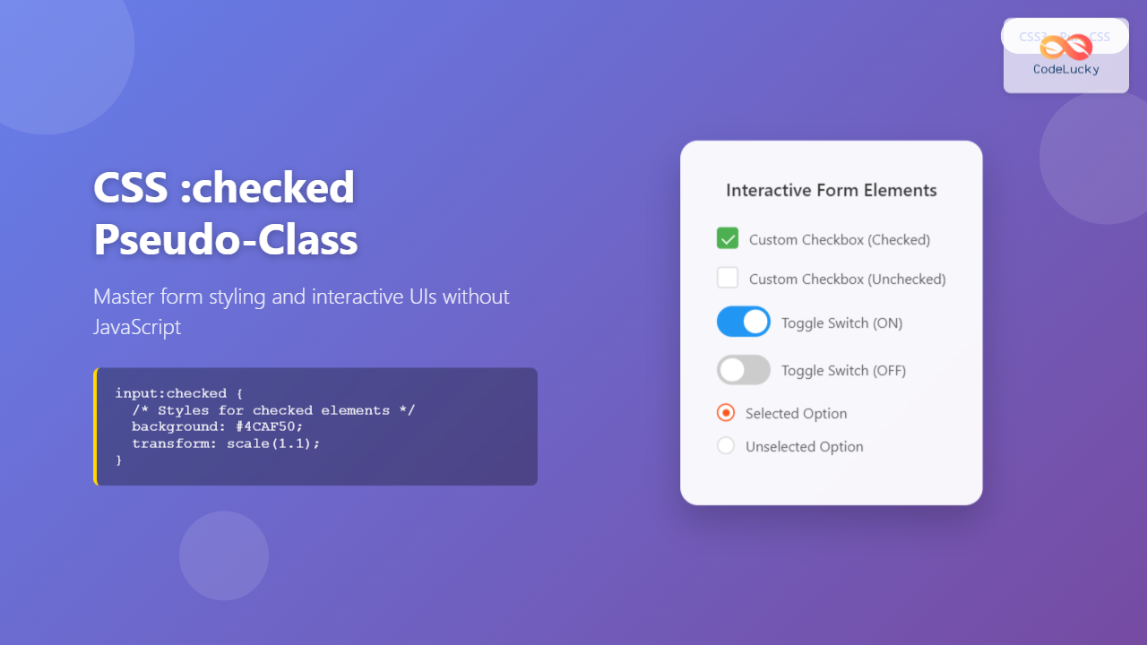 CSS :checked Pseudo-Class: Master Form Input Styling and Interactive UIs - CodeLucky