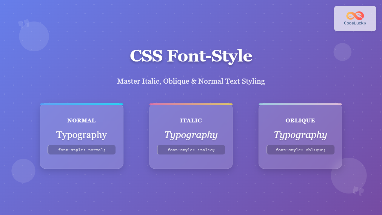 CSS Font-Style: Complete Guide to Italic, Oblique and Normal Text Styling - CodeLucky
