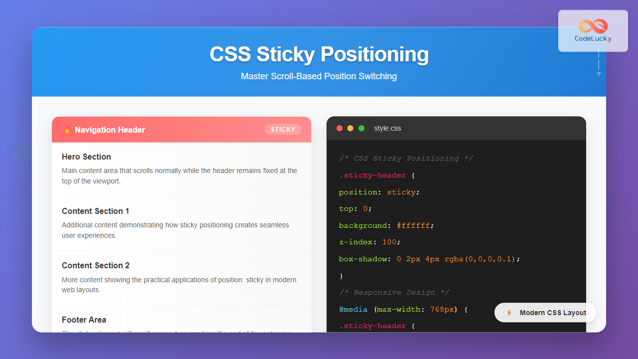 CSS Sticky Positioning: Master Scroll-Based Position Switching with Practical Examples - CodeLucky