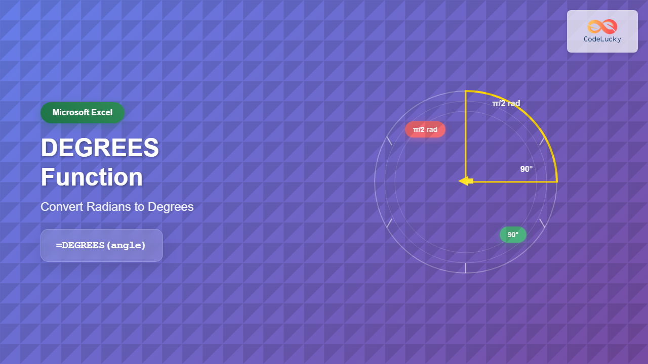 Excel DEGREES Function: Complete Guide to Converting Radians to Degrees - CodeLucky