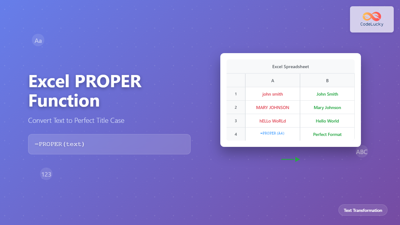 Excel PROPER Function: Convert Text to Title Case with Simple Formula - CodeLucky