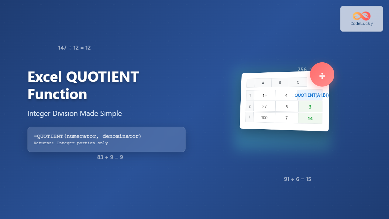 Excel QUOTIENT Function: Complete Guide to Integer Division with Examples - CodeLucky