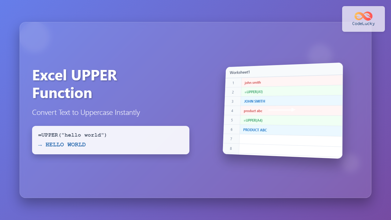 Excel UPPER Function: Complete Guide to Converting Text to Uppercase - CodeLucky