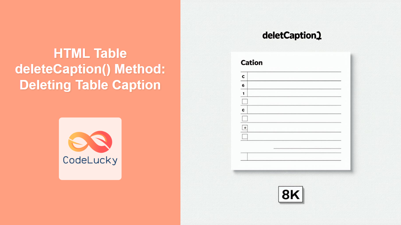 HTML Table deleteCaption() Method: Deleting Table Caption - CodeLucky
