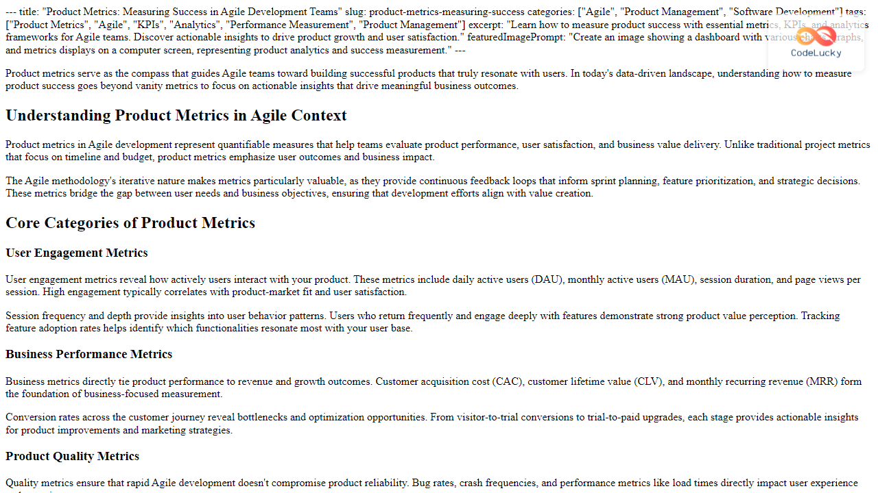 Product Metrics: Key Performance Indicators for Measuring Agile Product ...