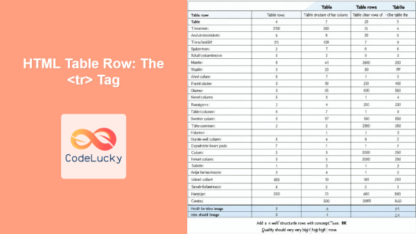 HTML Table Row: The Tag - CodeLucky