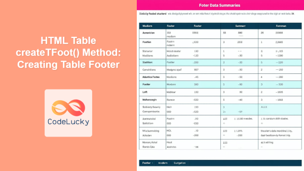 HTML Table tFoot Property: Table Footer - CodeLucky