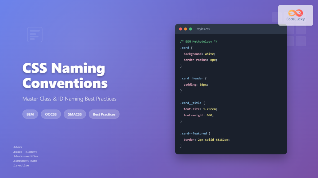 CSS Architecture: BEM Methodology Implementation Guide with Practical Examples - CodeLucky