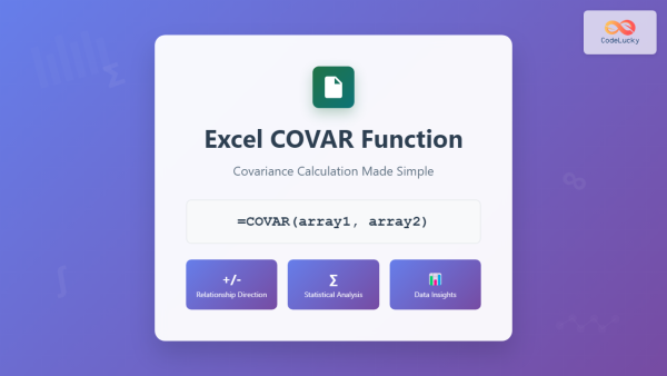 Excel Covar Function Complete Guide To Covariance Calculation With Examples Codelucky
