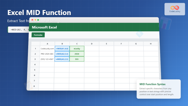 Excel MID Function: Complete Guide to Extract Text from Middle of ...