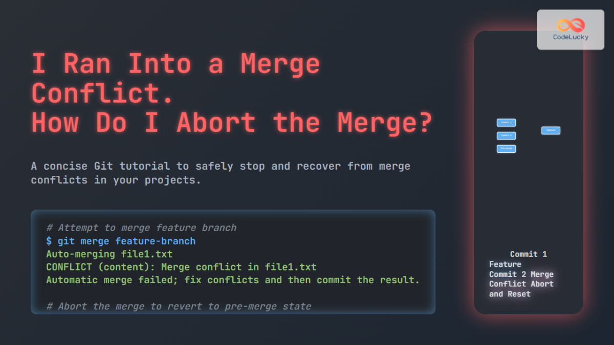 I Ran Into a Merge Conflict. How Do I Abort the Merge? - Git Tutorial - CodeLucky