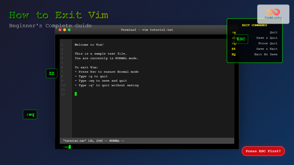 How to Exit Vim Properly: Complete Beginner's Guide with Examples ...