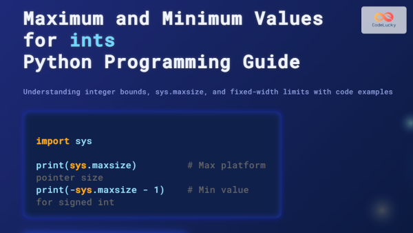 Maximum and Minimum Values for Ints - Python Programming Guide - CodeLucky