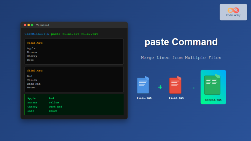 paste Command Linux: Complete Guide to Merging Lines from Multiple Files - CodeLucky