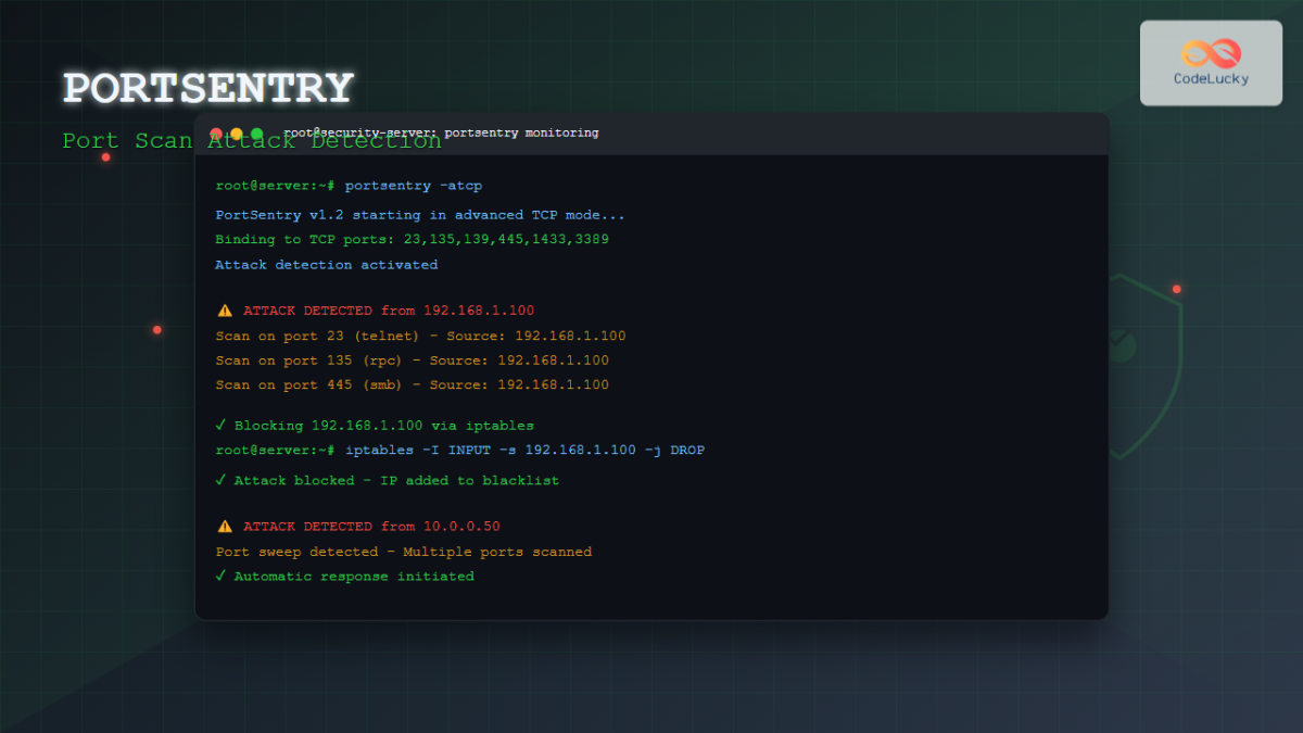 portsentry Linux: Complete Guide to Automated Port Scan Attack Detection and Prevention - CodeLucky