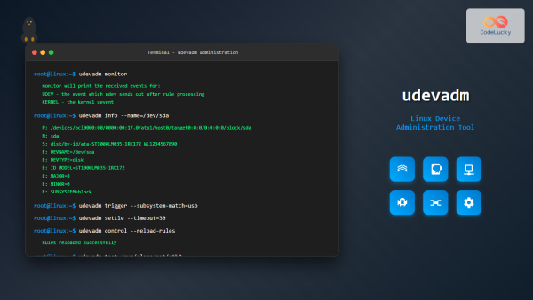 udevadm Command Linux: Complete Guide to Device Management and Udev Administration - CodeLucky