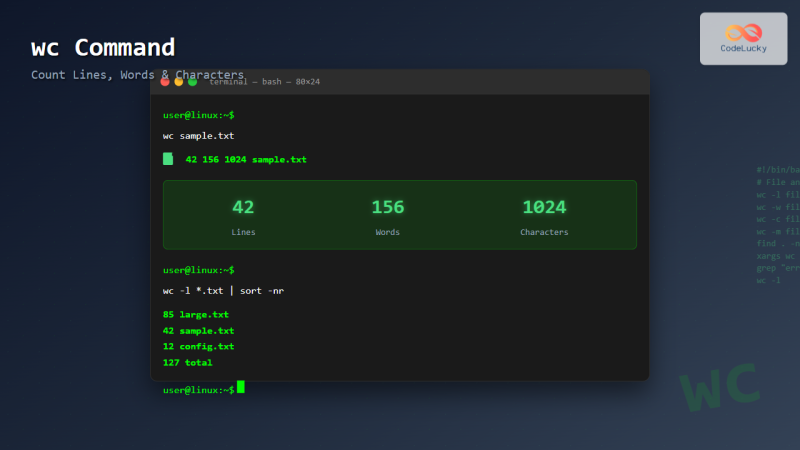 wc Command Linux: Complete Guide to Count Lines, Words and Characters in Files - CodeLucky