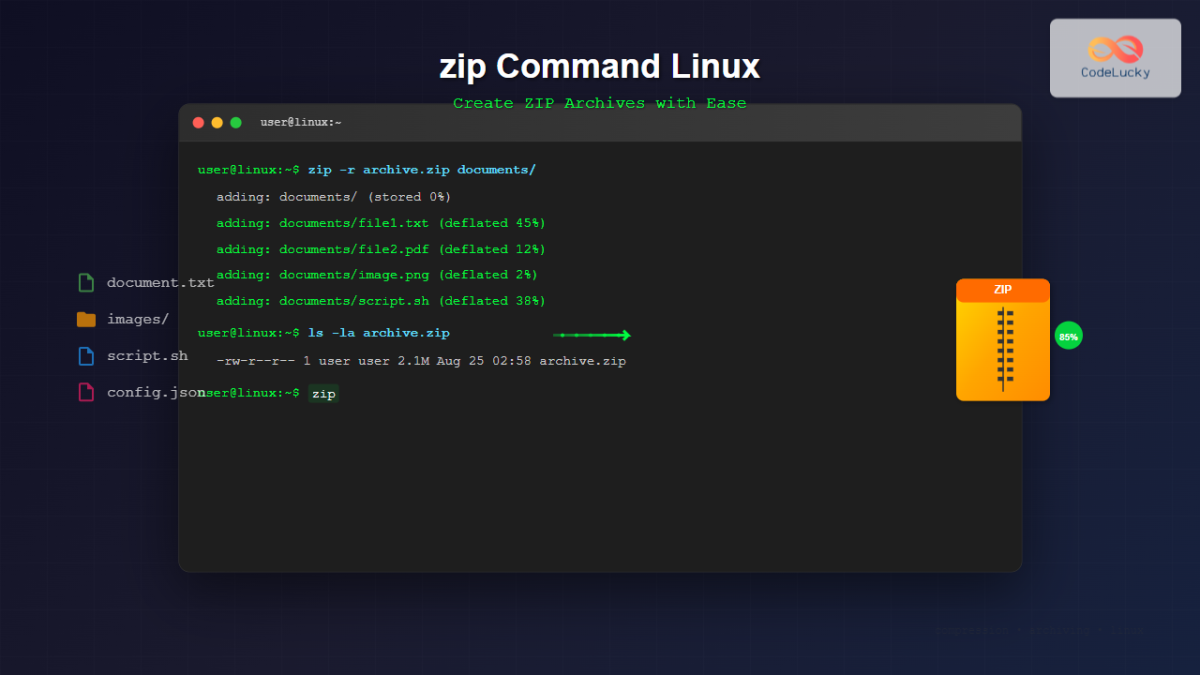 unzip Command Linux: Complete Guide to Extract ZIP Archives Efficiently - CodeLucky
