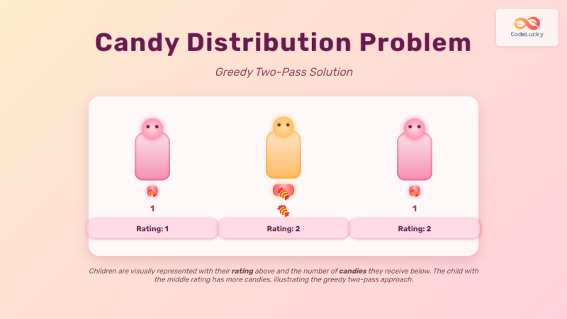 Candy Distribution Problem: Greedy Two-Pass Solution Explained with Examples - CodeLucky