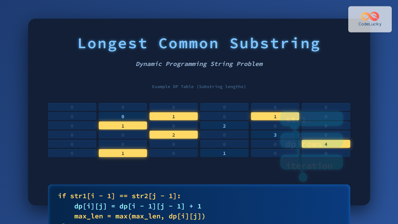 Longest Common Substring: Dynamic Programming String Problem with Examples - CodeLucky