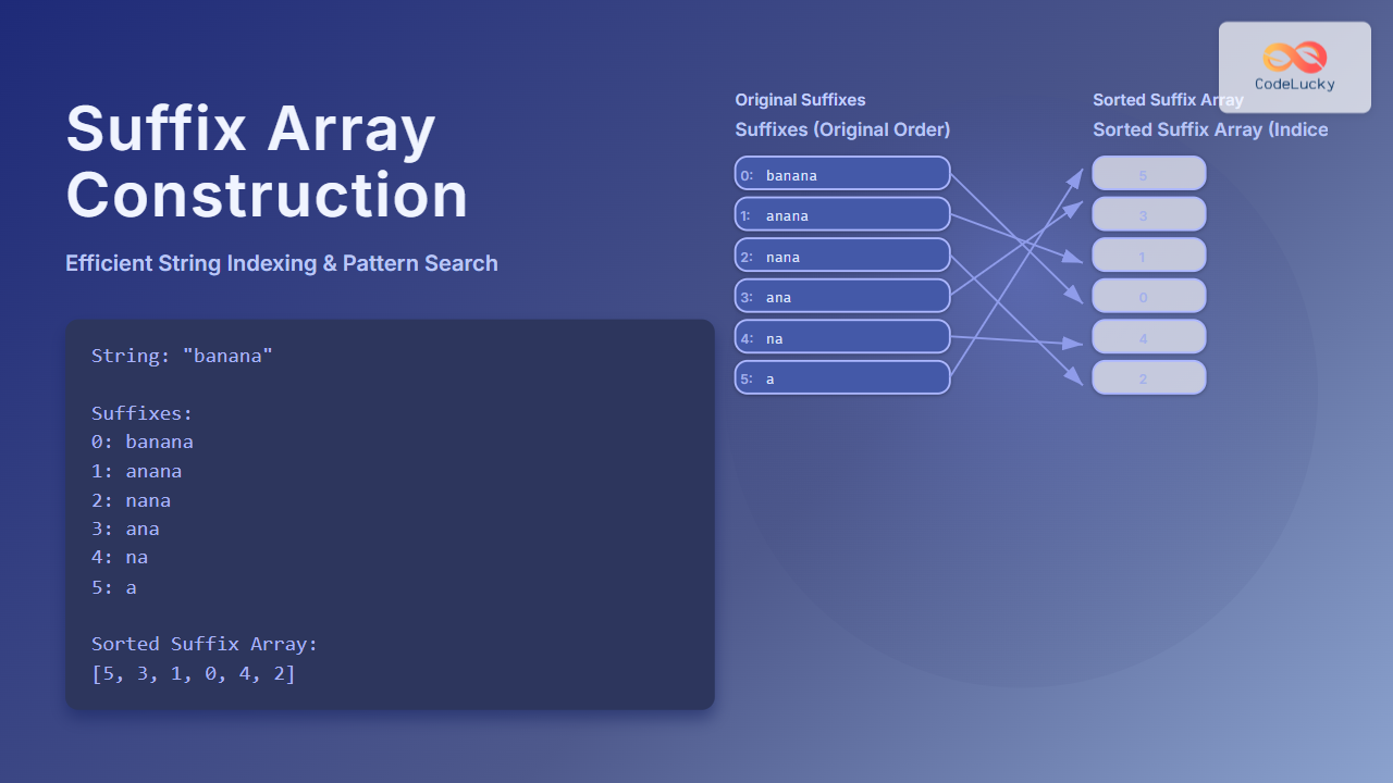 Suffix Array Construction: Efficient String Indexing Explained with Examples - CodeLucky