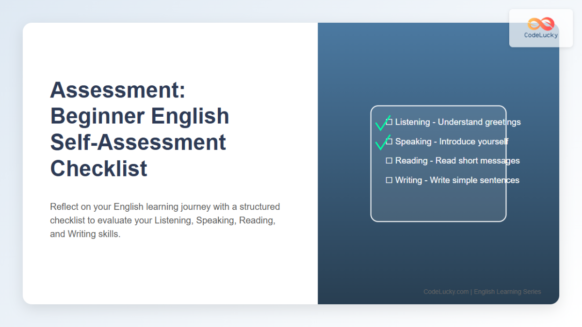 Assessment: Beginner English Self-Assessment Checklist for Confident ...