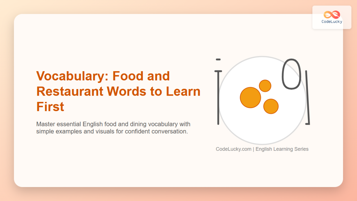 Vocabulary: Food and Restaurant Words to Learn First for Fluent English ...