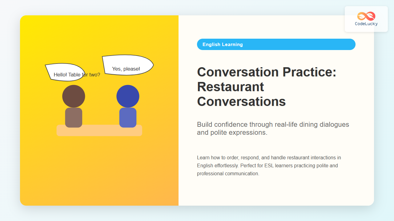 Conversation Practice: Restaurant Conversations for English Learners ...